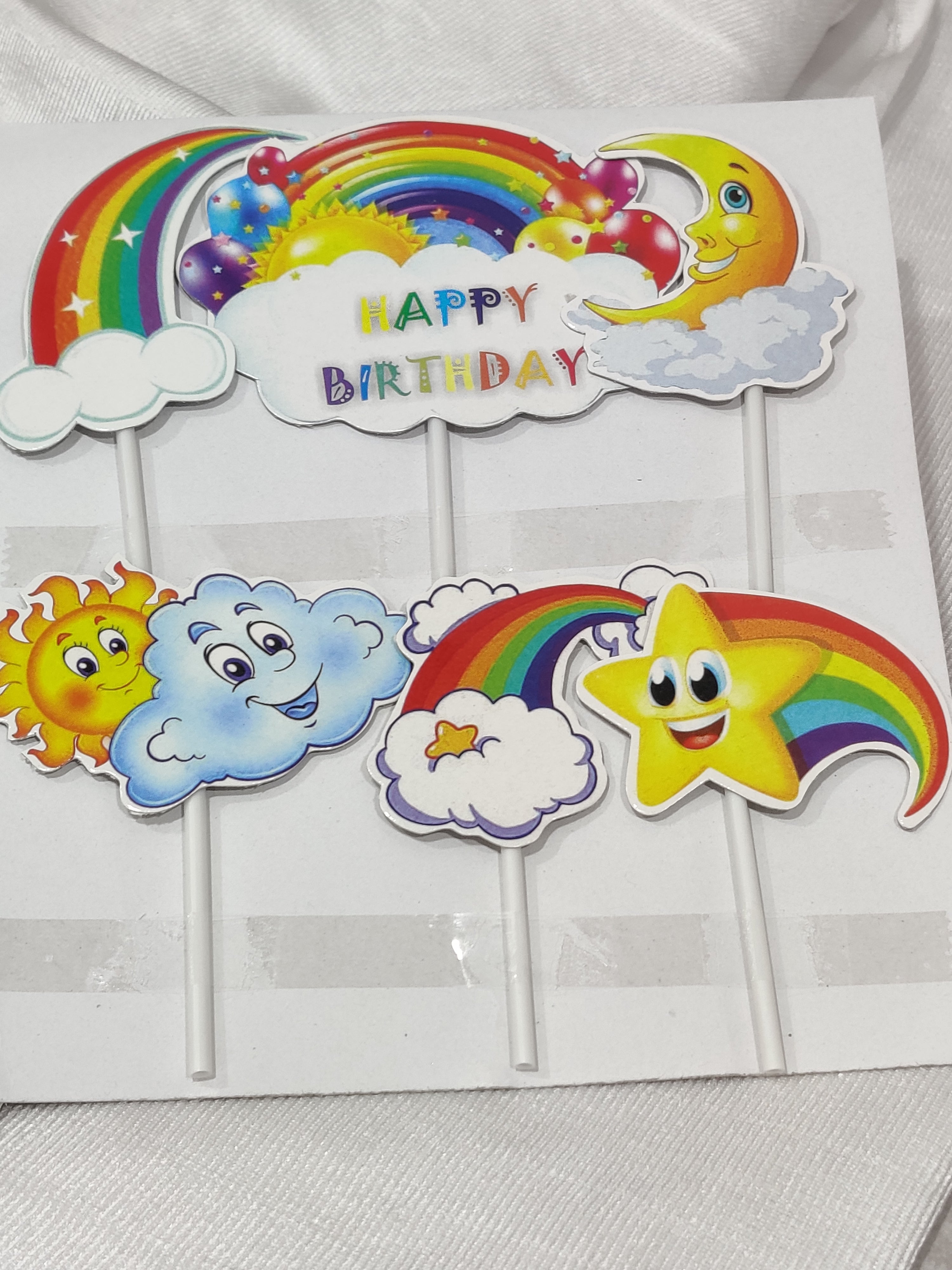Rainbow cloudy Theme Topper pack of 6 – Bakeworld Retails Pvt Ltd