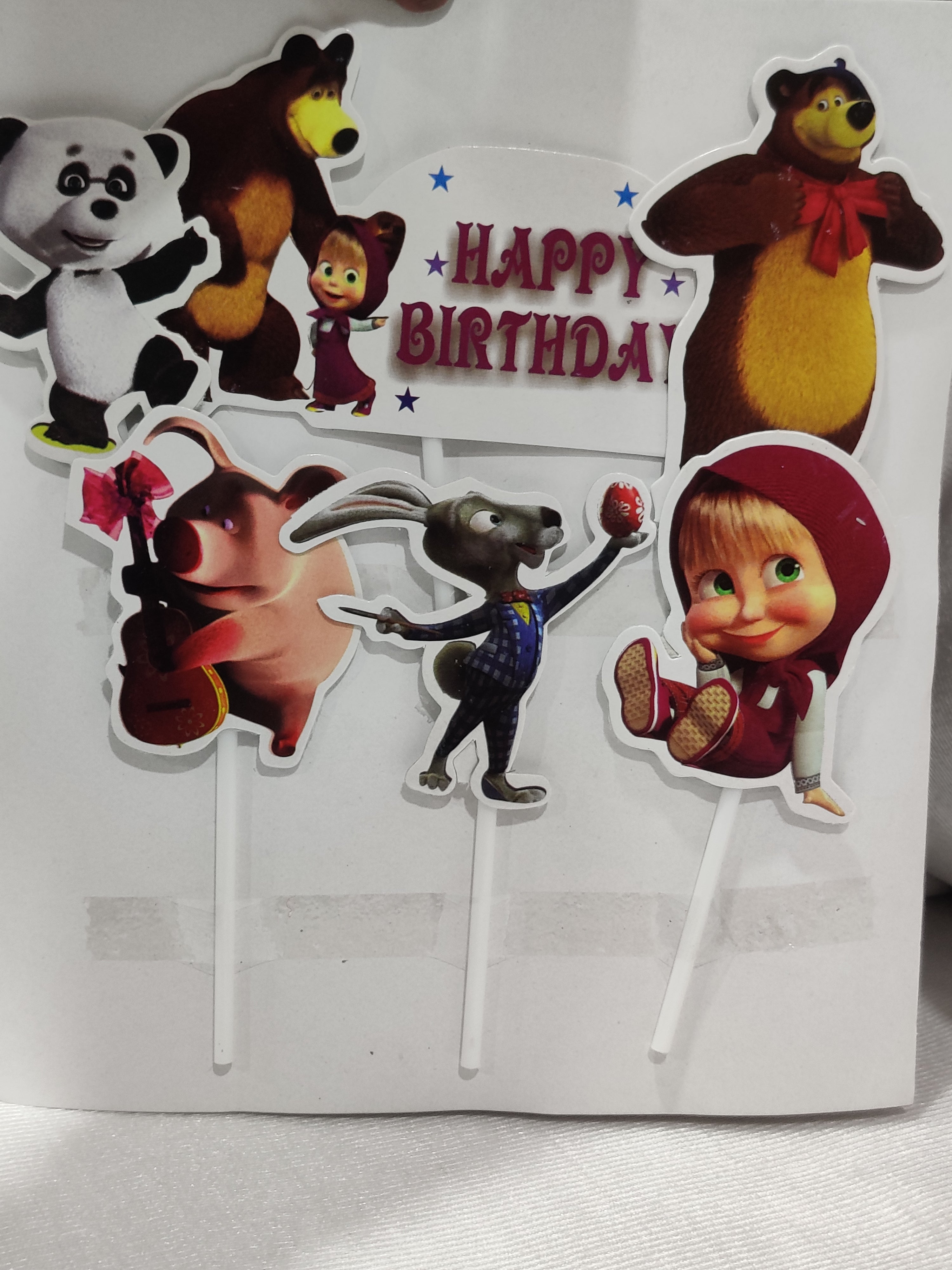 Masha and bear theme topper pack of 6 – Bakeworld Retails Pvt Ltd