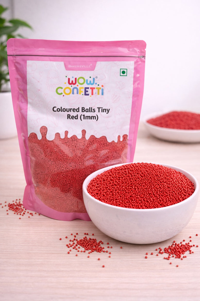 Wow Confetti Coloured Balls Tiny Red 1 mm – Bakeworld Retails Pvt Ltd