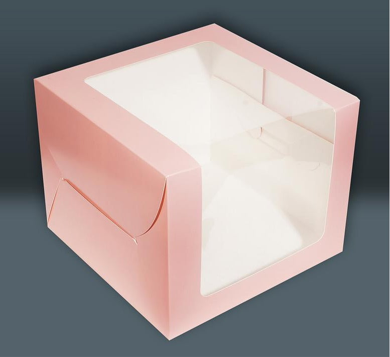 L Shape Window Cake Box Size - 8*8*8 Peach colour – Bakeworld Retails ...