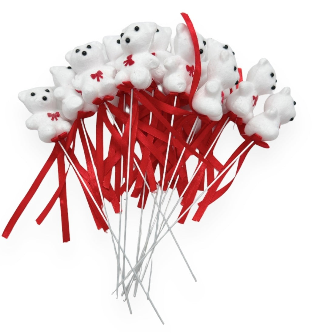 White Teddy Bear On a Stick Pack of 12 – Bakeworld Retails Pvt Ltd