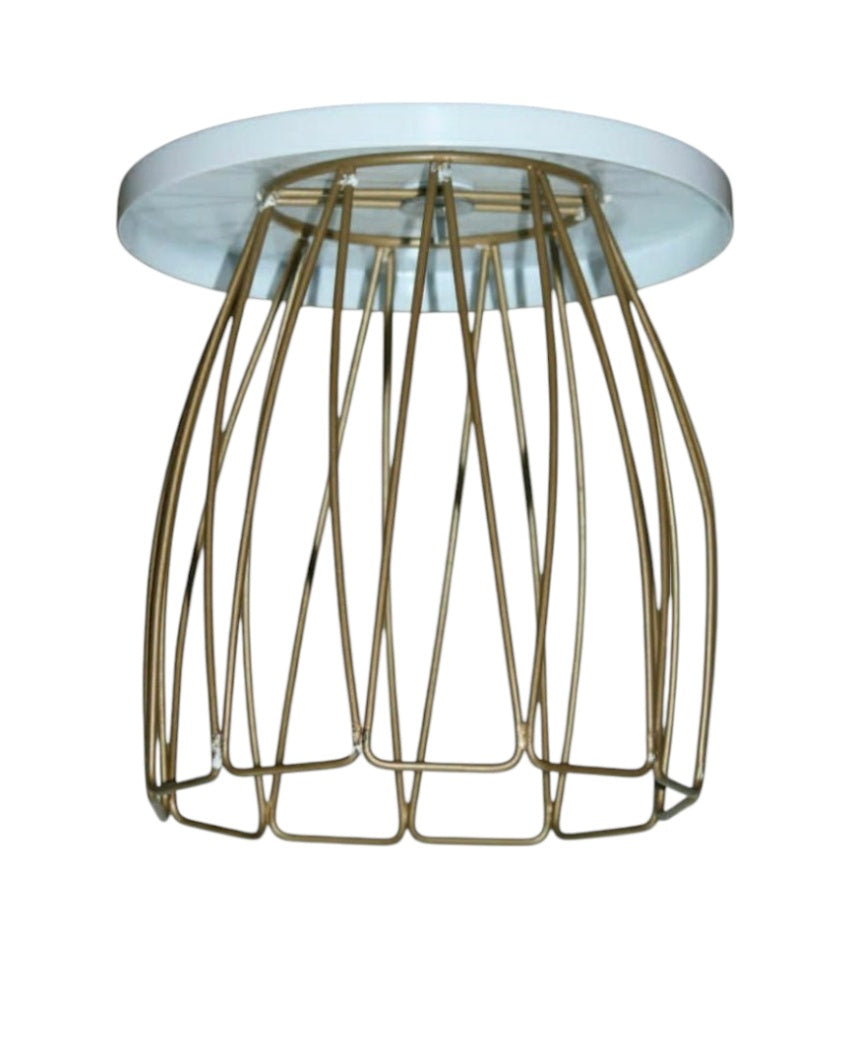 White Metal Plate With Geometric Style Golden Metal Rod Cake Stand ...