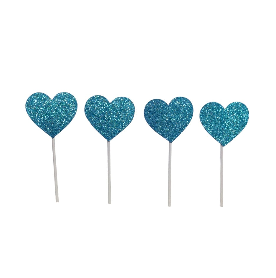 Blue Heart Glitter Topper Pack Of 10 – Bakeworld Retails Pvt Ltd